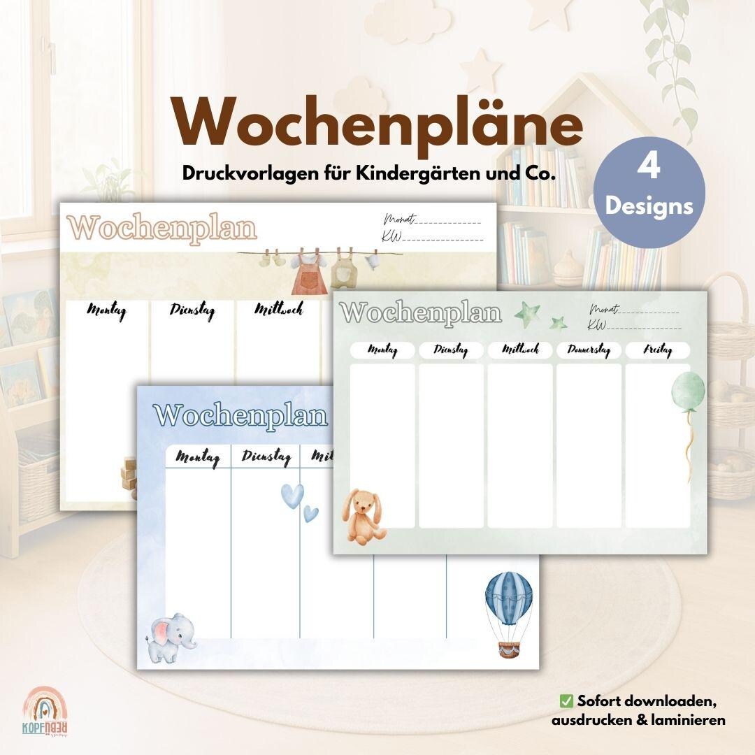 Kindergarten Weekly Schedule for Educators | 4 Pieces - Etsy