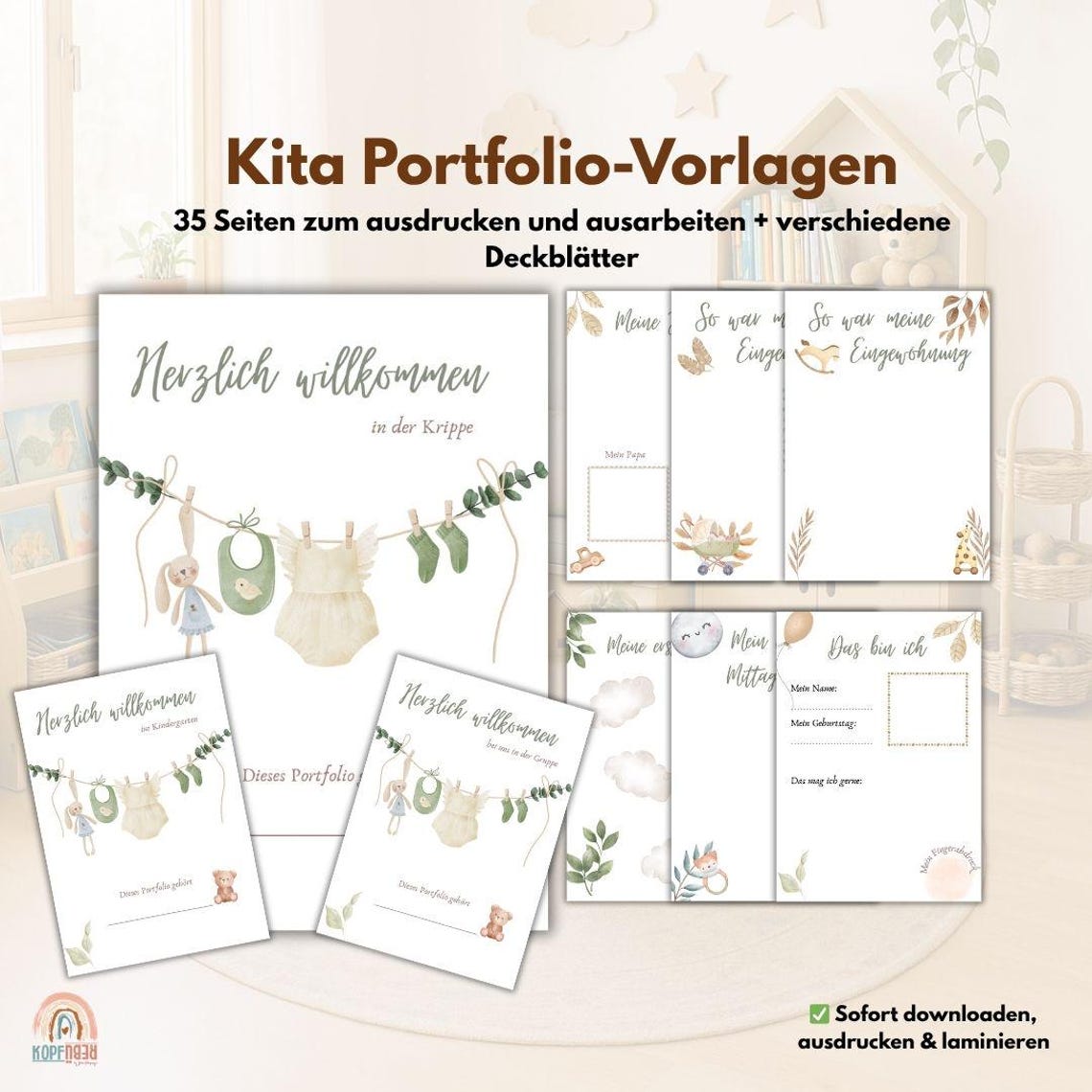 Kindergarten Portfolio Templates | Templates for Educators / Nursery ...