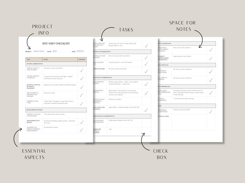Interior Design Site Visit Checklist: Editable Template (PDF & Word) - Etsy