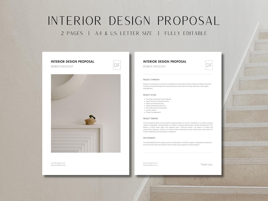 Interior Design Proposal Template: Minimalist Canva Design (A4 & U.S ...