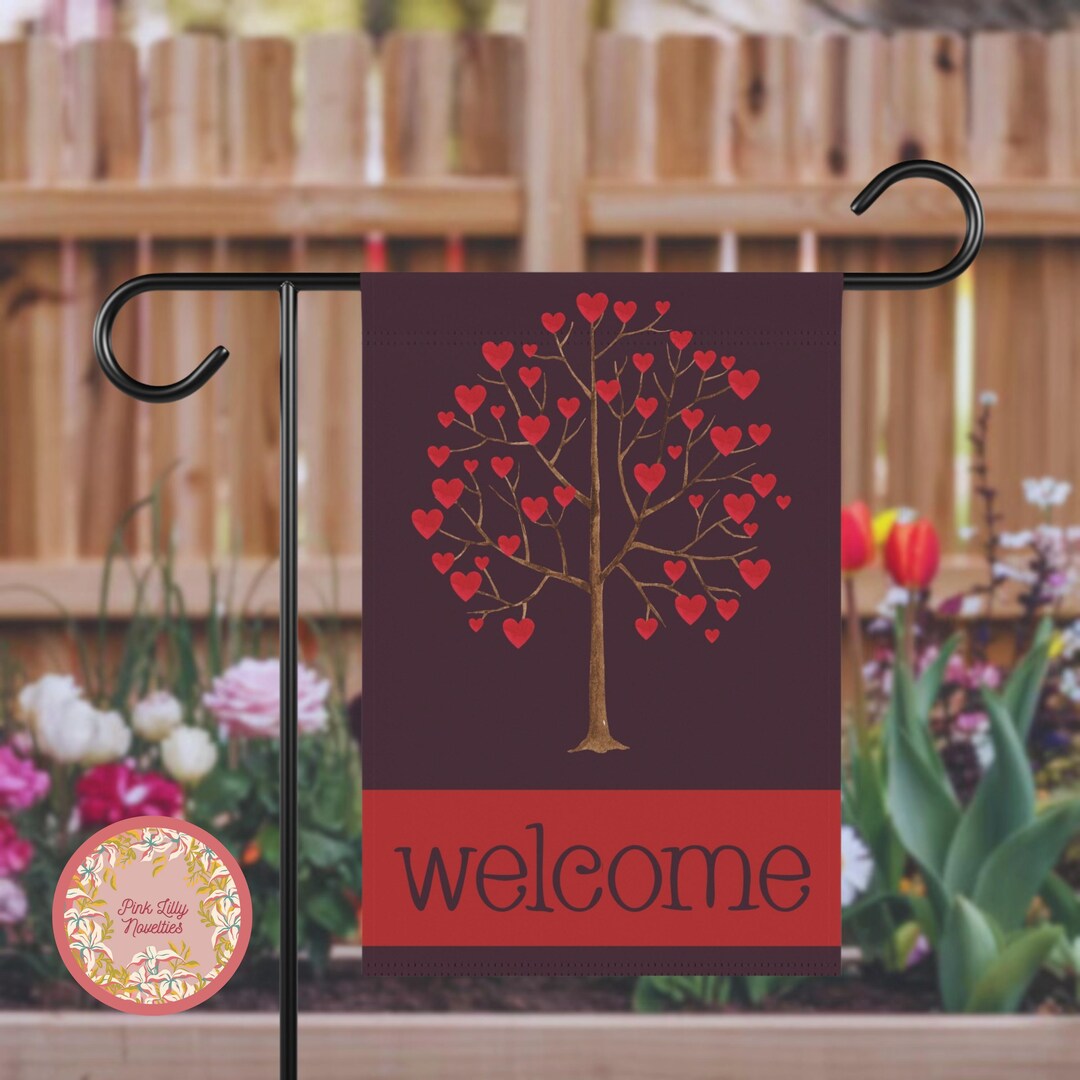 Valentine's Day Welcome Sign Tree With Hearts Porch Decor Sign for Yard ...