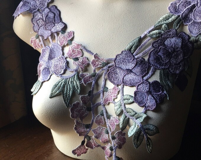 Lavender & Pink Rose Lace Applique for Garments Costume - Etsy