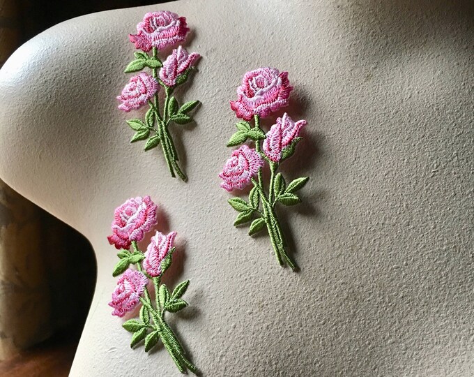 3 Pink Rose Appliques Iron on for Garments, Costume Design IRON 50 - Etsy