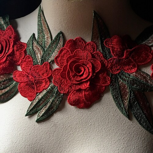 RED Rose Applique 3D Lace for Lyrical Dance Garments Costume | Etsy