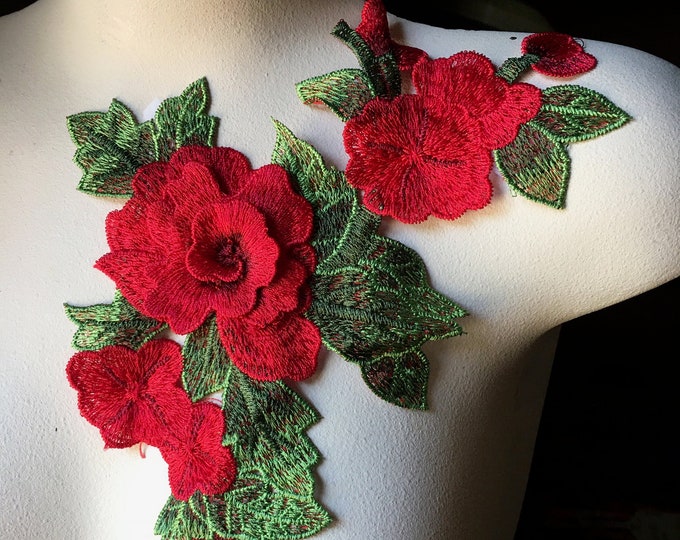 RED 3D Rose Applique for Garments Costume Design CA 957 - Etsy