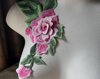 BLUSH Pink Rose Applique 3D Lace for Boho Bridal, Ballet, Lyrical Dance ...