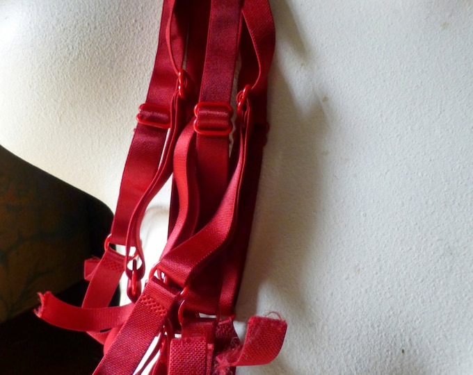 2 Pieces CHINESE RED Bra Straps in Satin Stretch for Lingerie, Costume ...