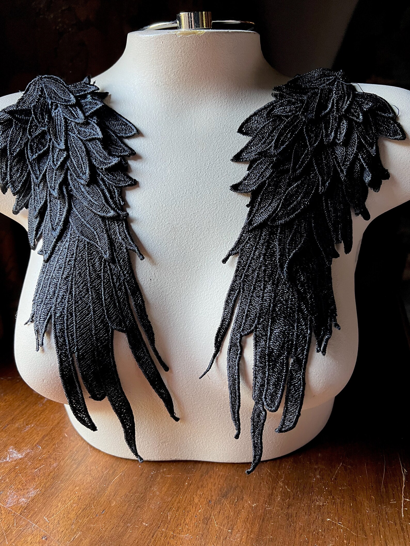 Black 3D Lace Wing Applique Pair 12" Length PR 380-small - Etsy