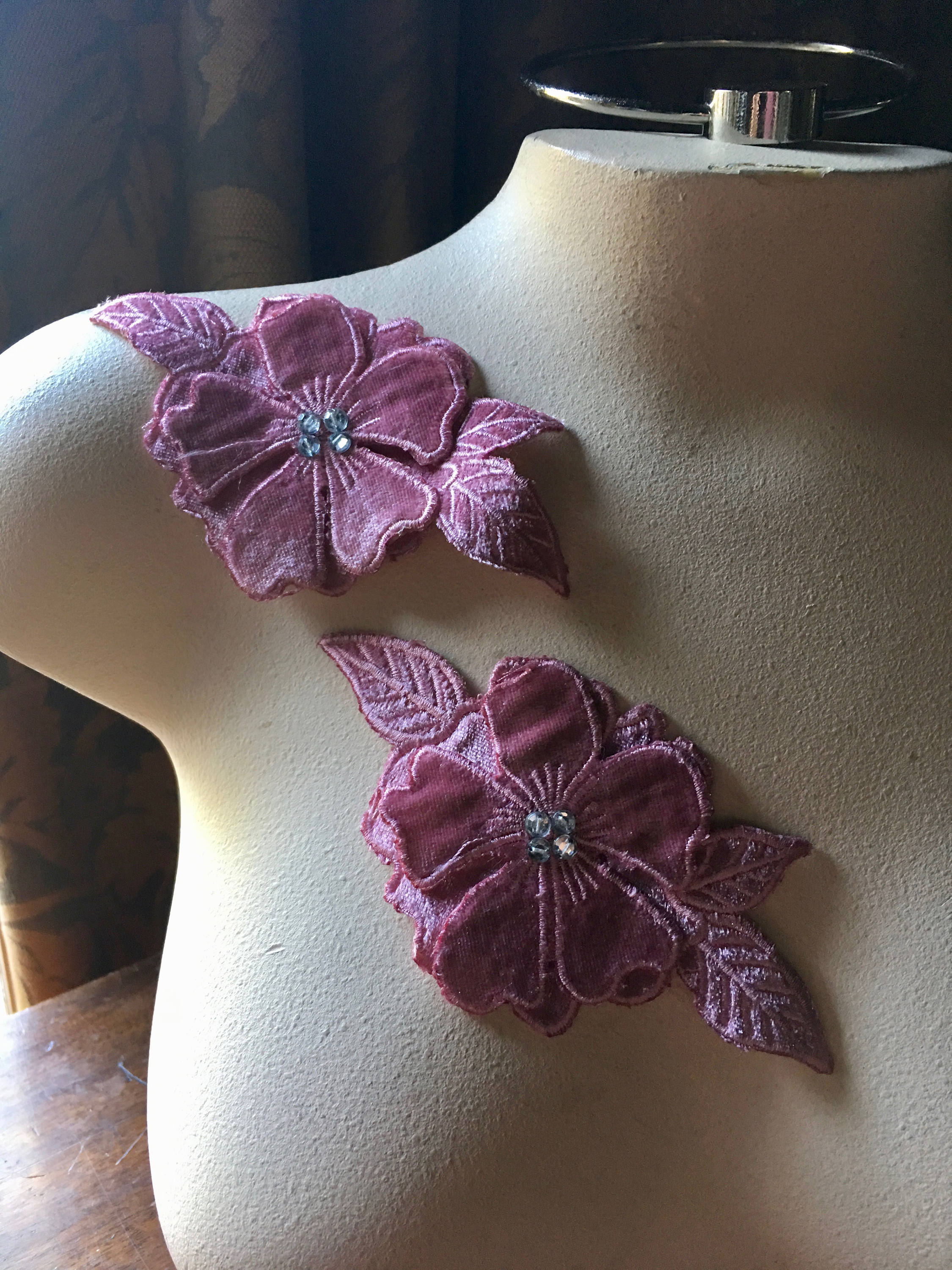 2 Rose Pink Appliques Velvet Flower for Lyrical Dance Ballet - Etsy