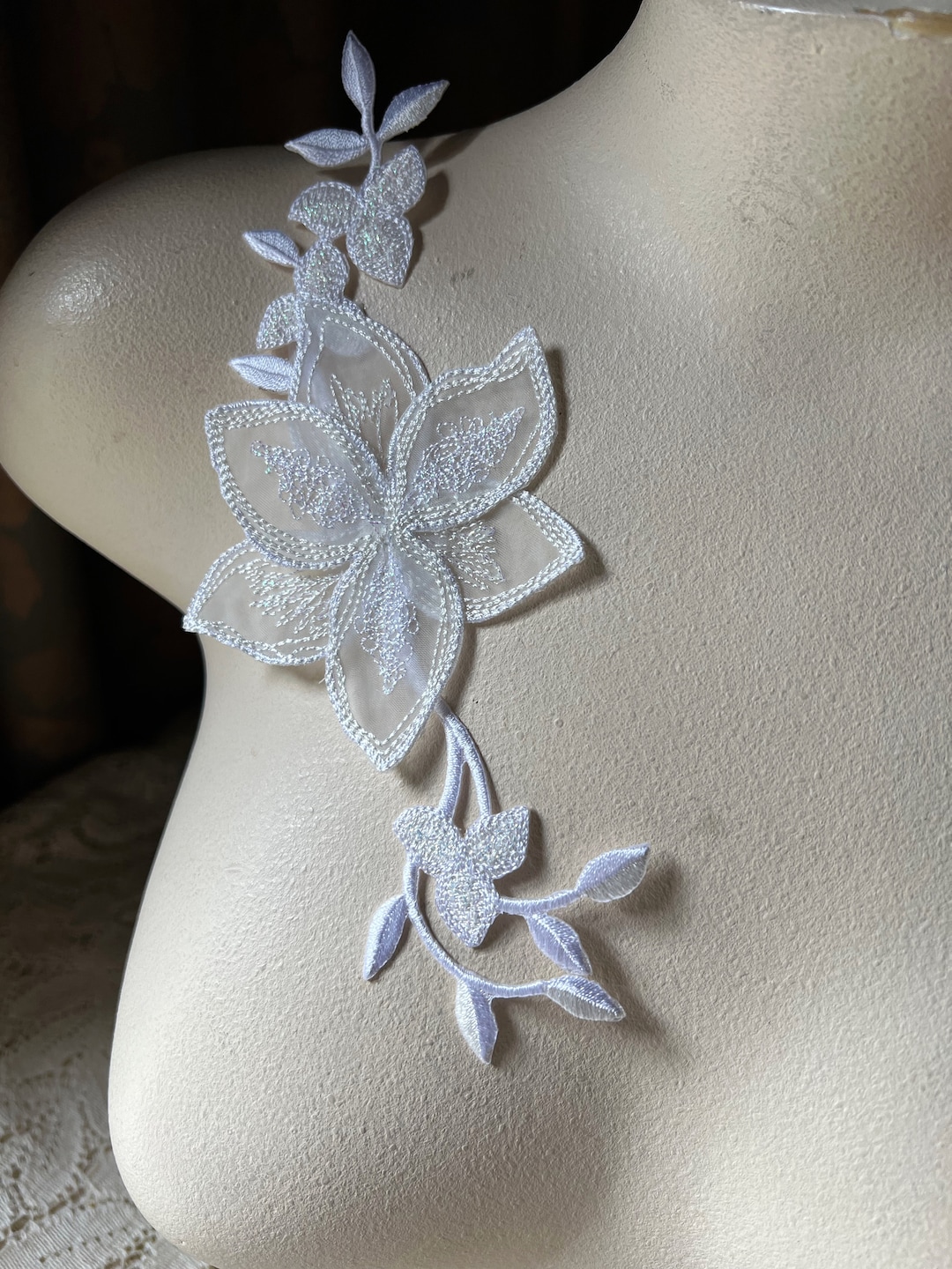 WHITE Flower Appliques Double Layered Organza for Lyrical Dance ...