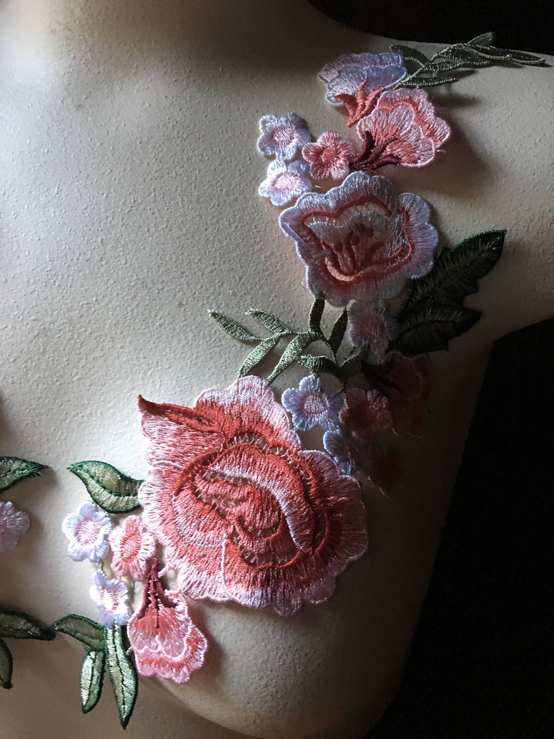 Pink & Red Rose Lace Applique PAIR for Grad Gowns Garments | Etsy