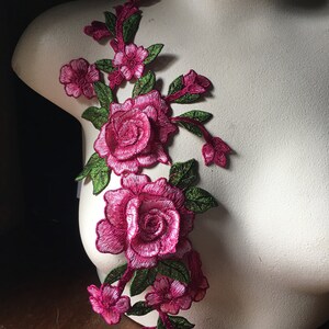 PINK #2 3D ROSE Lace Rose Applique for Garments, Lyrical, Ballet, Dance ...