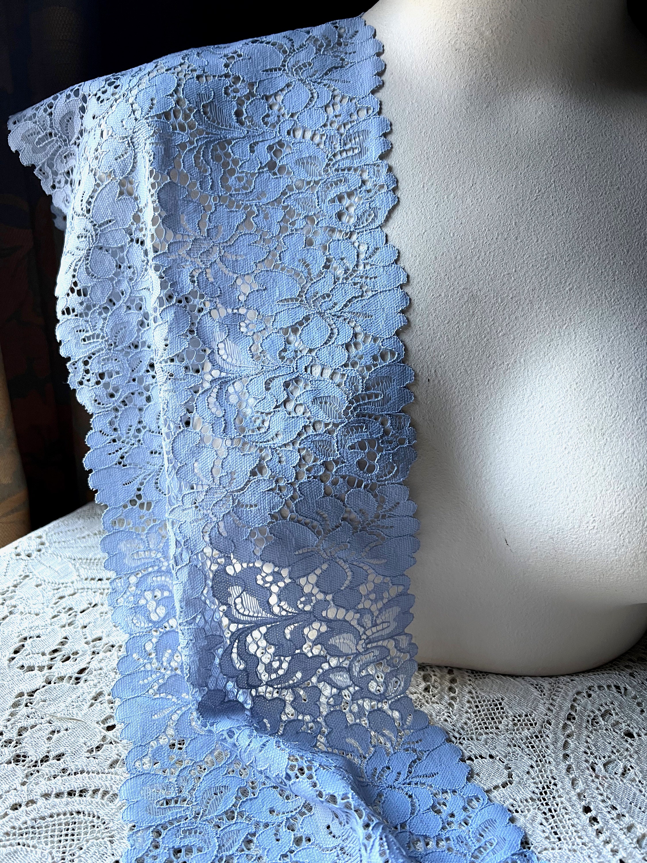 PERIWINKLE Blue Stretch Lace for Lingerie, Headbands, Garters STR - Etsy
