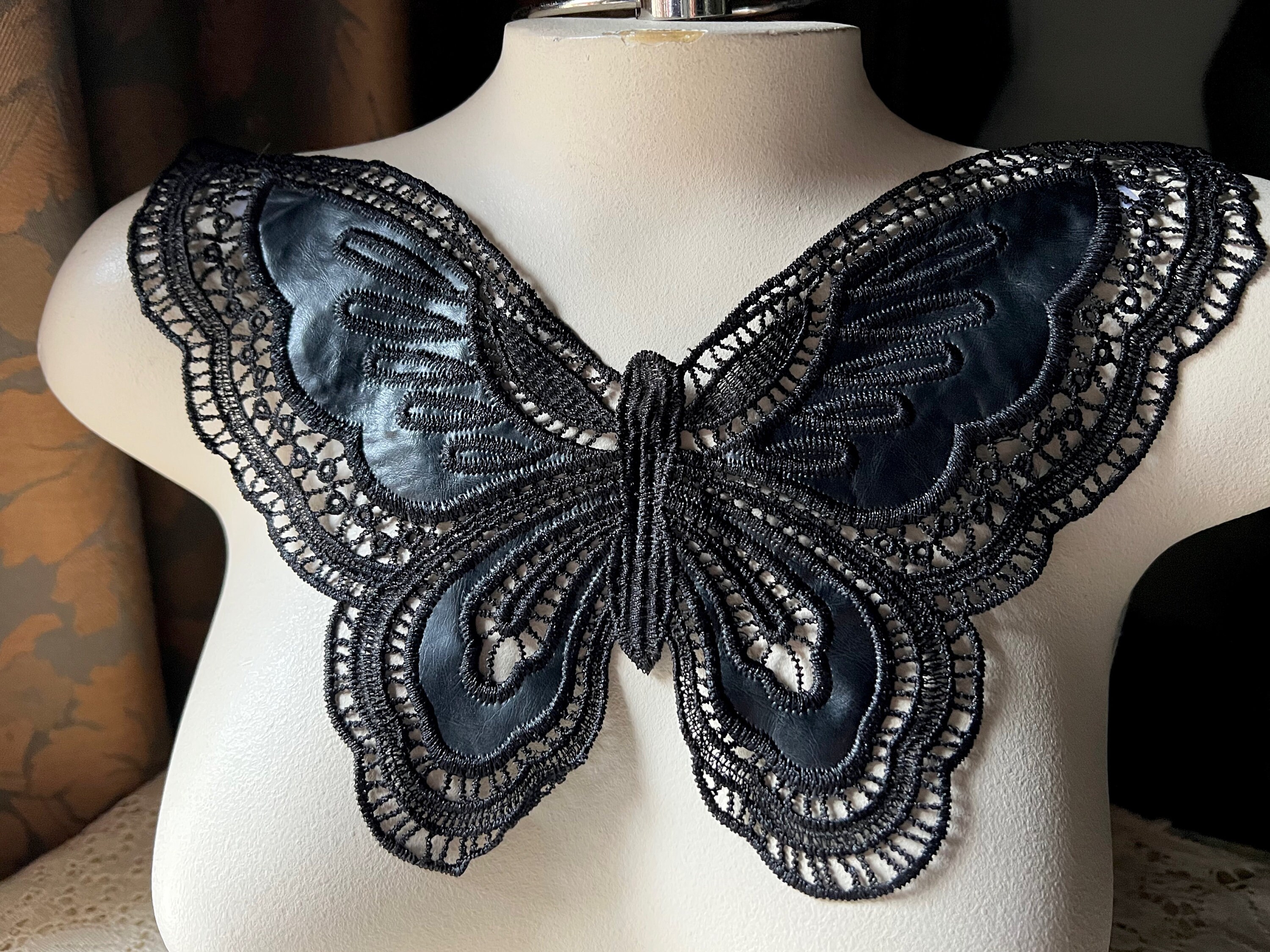 BLACK Faux Leather Butterfly Applique for Garments Costumes - Etsy