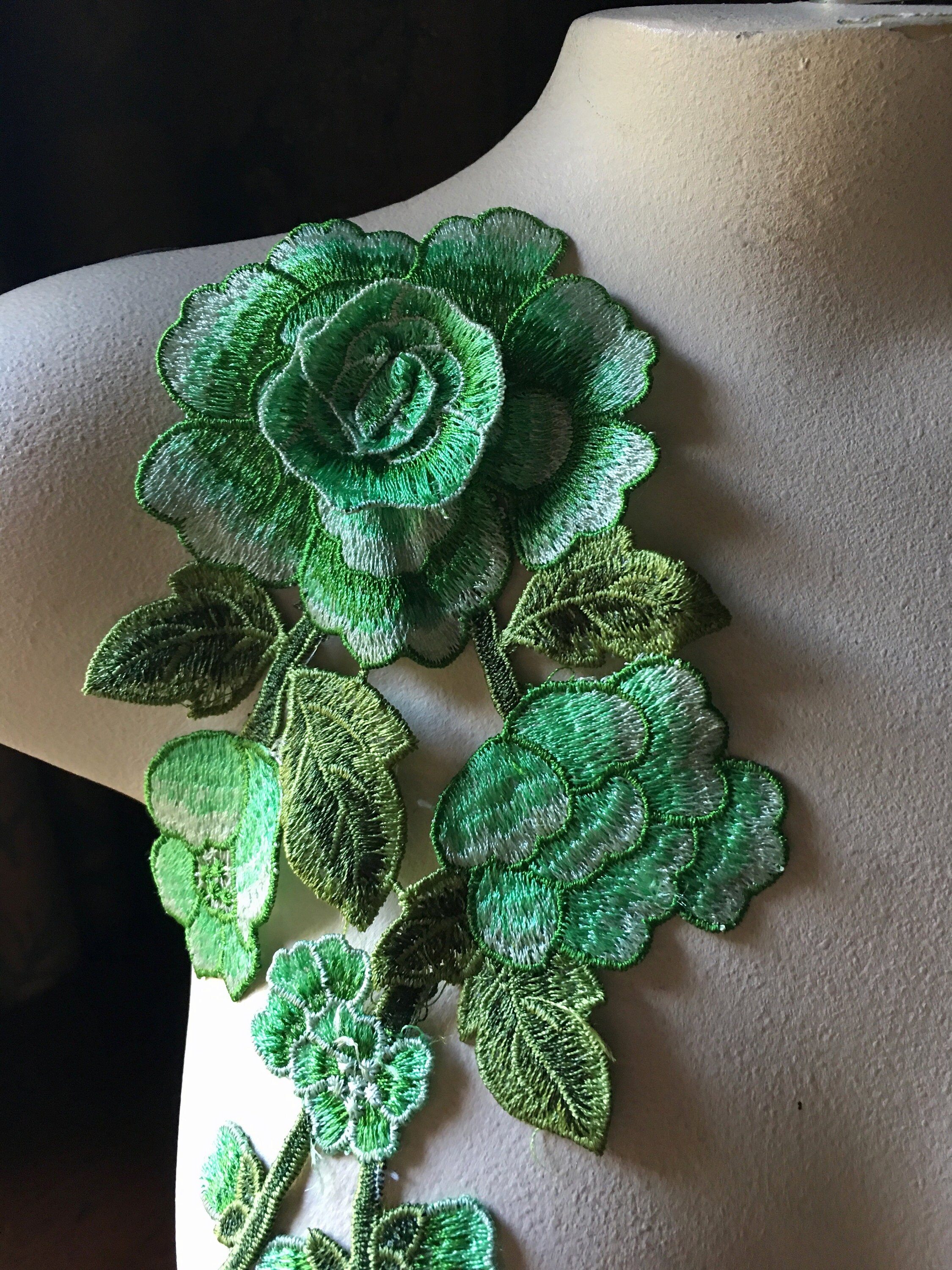 GREEN Rose Applique 3D Lace for Garments Costume Design CA - Etsy