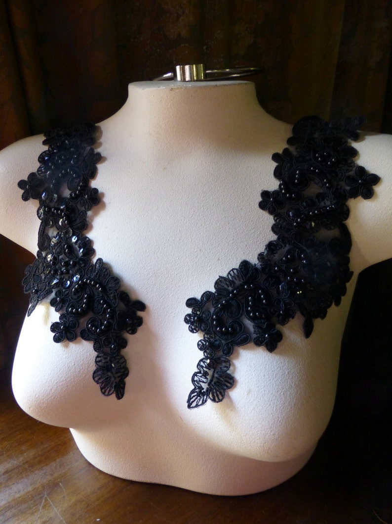 BLACK Appliques Beaded Lace Applique PAIR for Lyrical Dance - Etsy