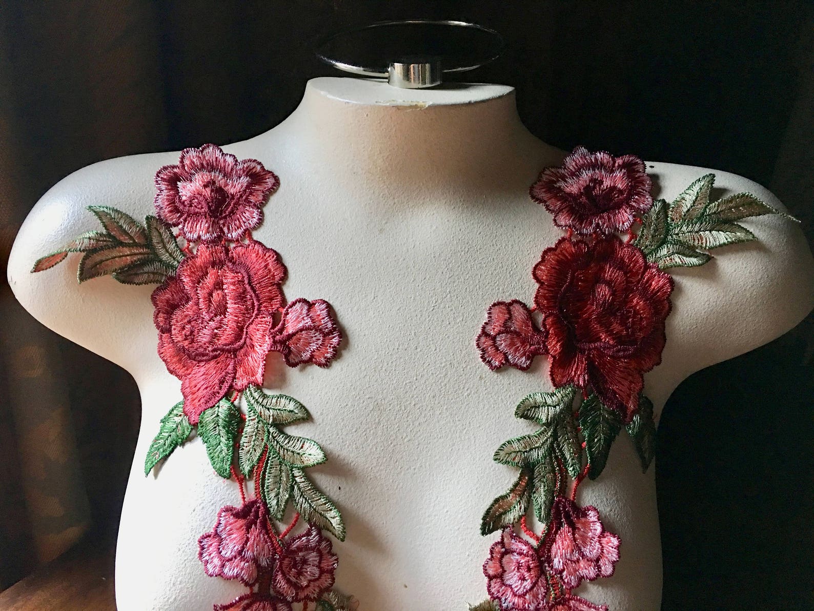 Red Rose Applique PAIR for Grad Gowns, Prom, Garments, Costume Design ...