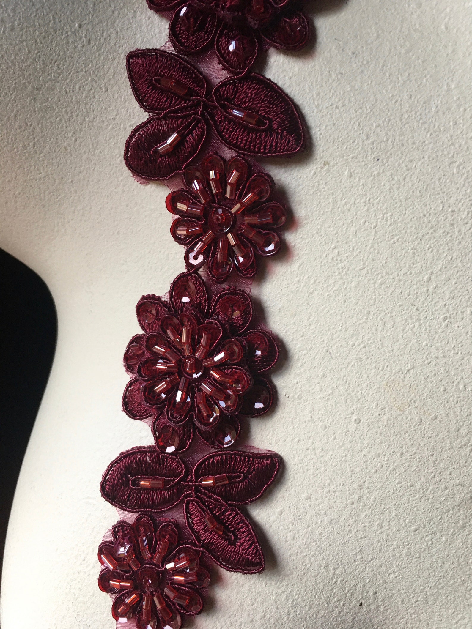12 BURGUNDY Beaded Applique Trim 12 for Lyrical - Etsy