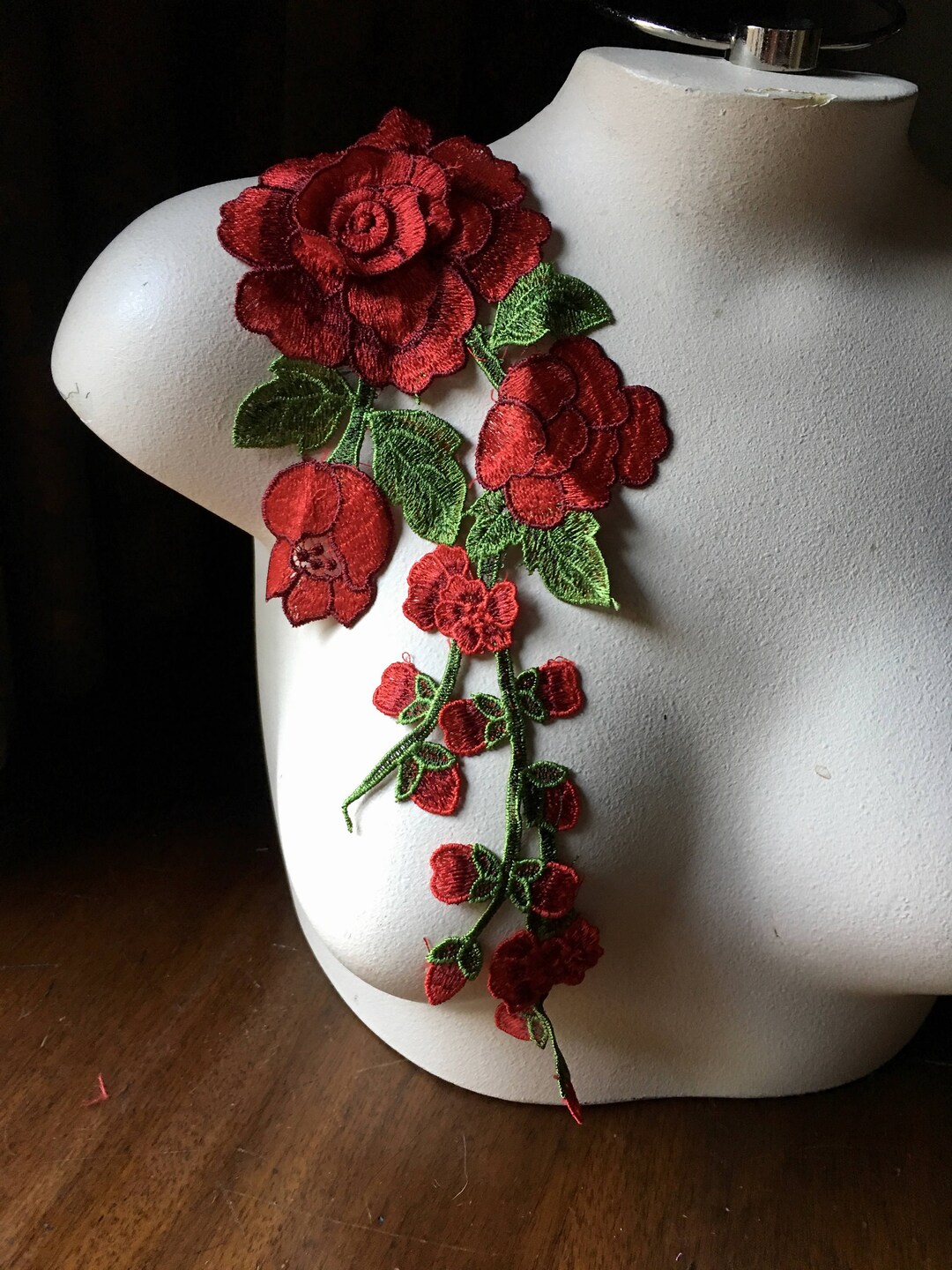 RED Rose Applique 3D Lace for Grad Gowns, Garments, Lyrical, Ballet ...