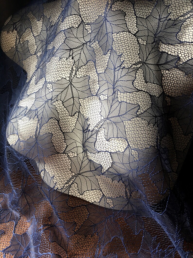 NAVY BLUE Leaf Lace Net for Bridal Veils Garments - Etsy