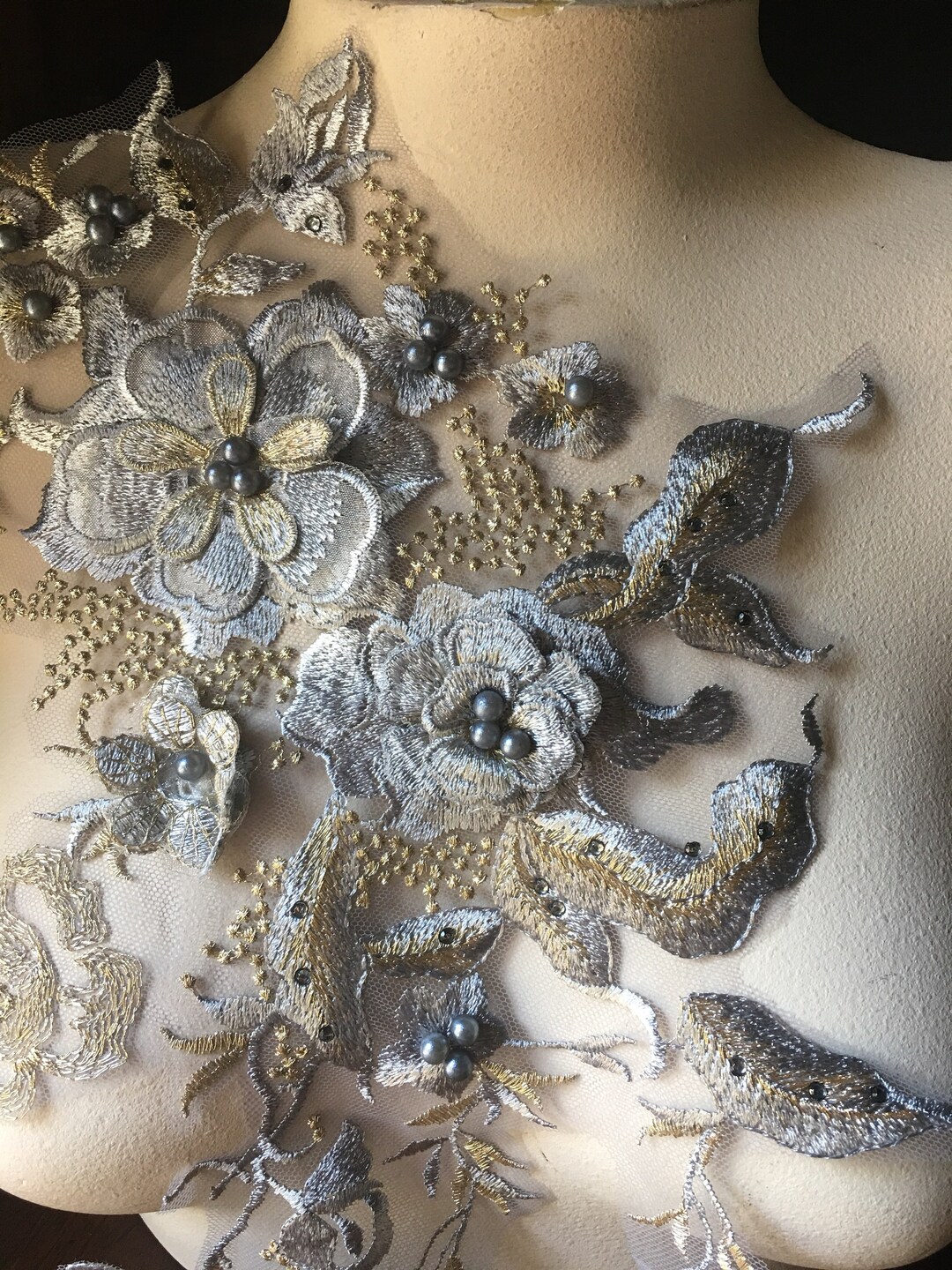 SILVER & GOLD 3D Applique Beaded and Embroidered for Lyrical - Etsy