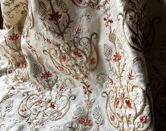 21” Remnant - FAT Quarter Silk Embroidered Fabric for Regency Reticules ...