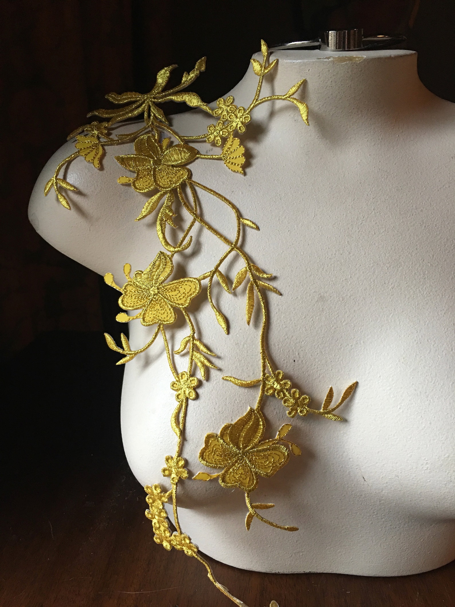 GOLD Flower Vine Applique Iron on for Lyrical Costumes, Cosplay ...