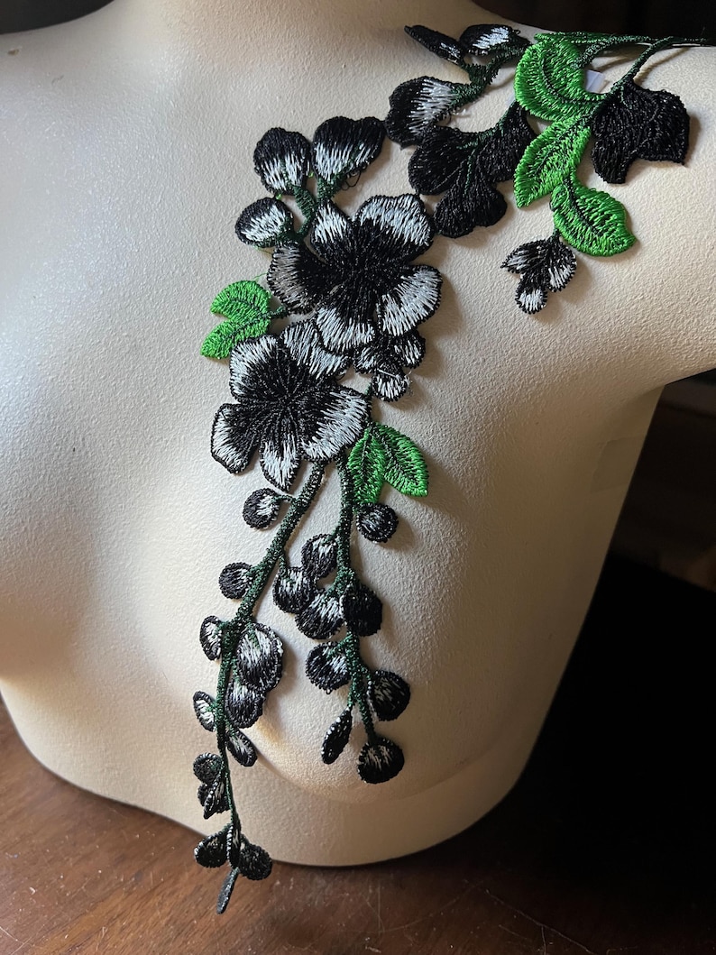 BLACK & WHITE Cherry Blossom Rose Applique Lace: Lyrical Dance ...