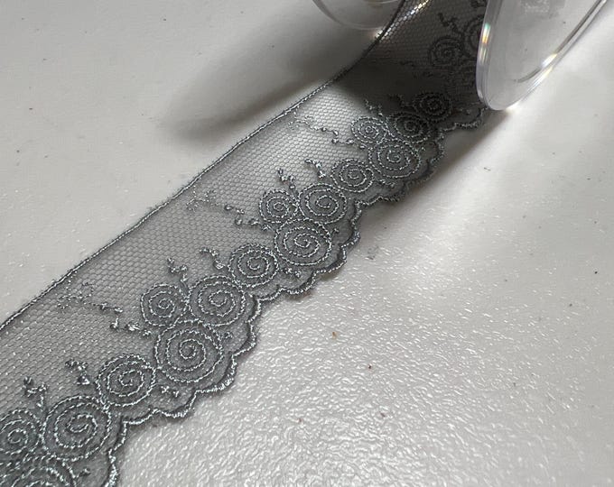 Cool Grey Lace Trim From France for Bridal, Sashes, Straps, Lingerie ...