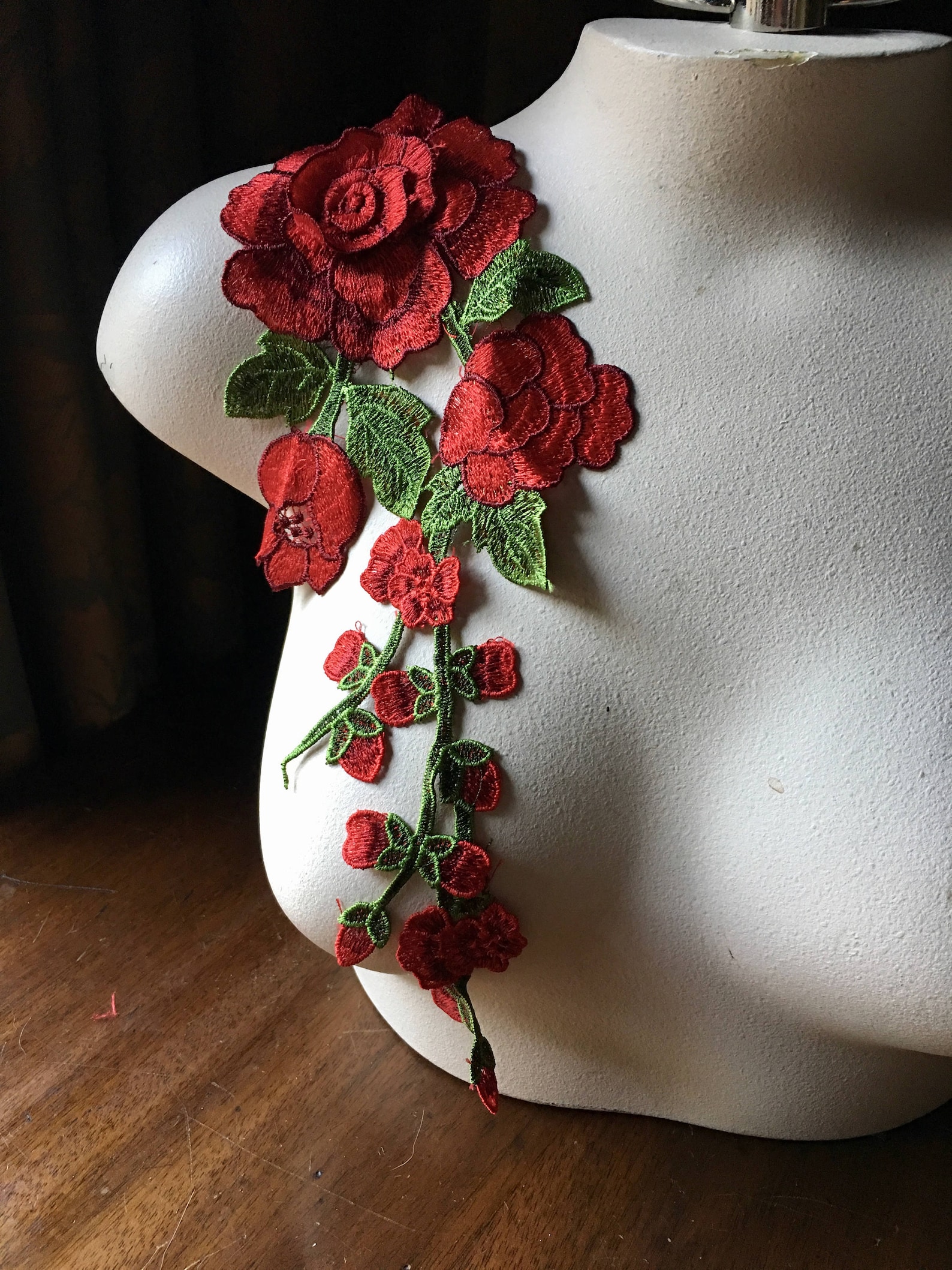RED Rose Applique 3D Lace for Grad Gowns Garments Costume | Etsy