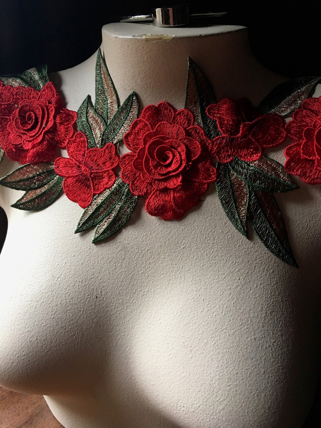 RED Rose Applique 3D Lace for Boho Bridal, Ballet, Lyrical Dance ...