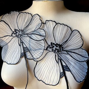 2 Pieces Black Lace Applique Flowers for Lyrical Dance, Ballet ...