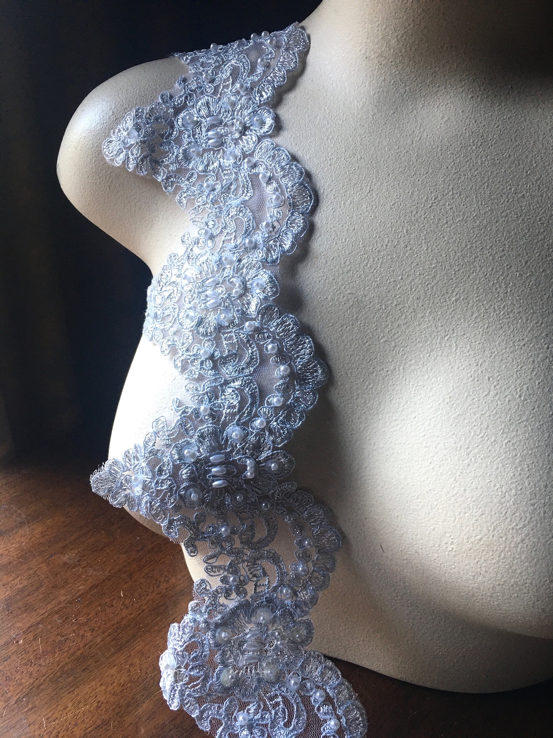 Silver Lace Alencon Bridal Lace Scalloped for Crowns, Veils, Gowns ...