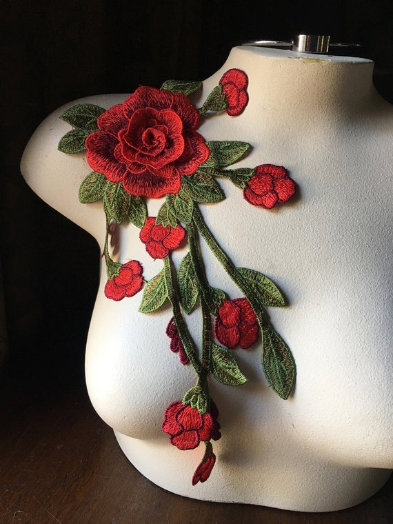 RED ROSE 3D Applique for Garments Costume Design CA 947 | Etsy