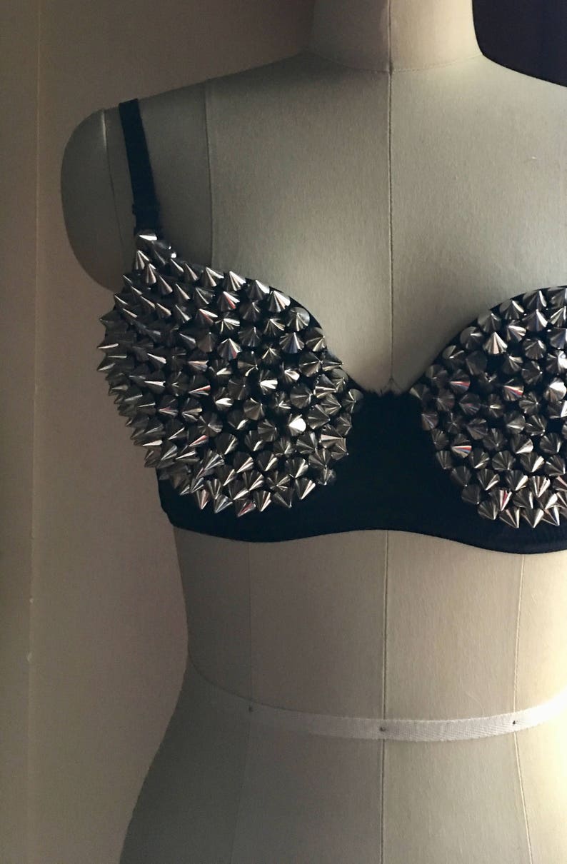 Black STUDDED Bra 38 for Burning Man Goth Cosplay Tribal & | Etsy