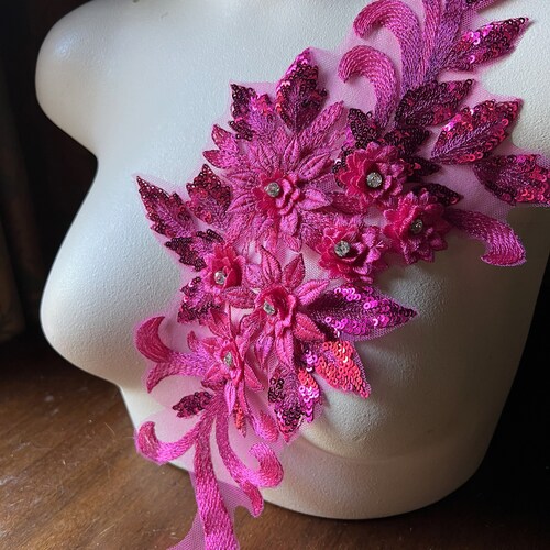 ROSE PINK 3d Applique Beaded With Sequins for Lyrical Dance - Etsy