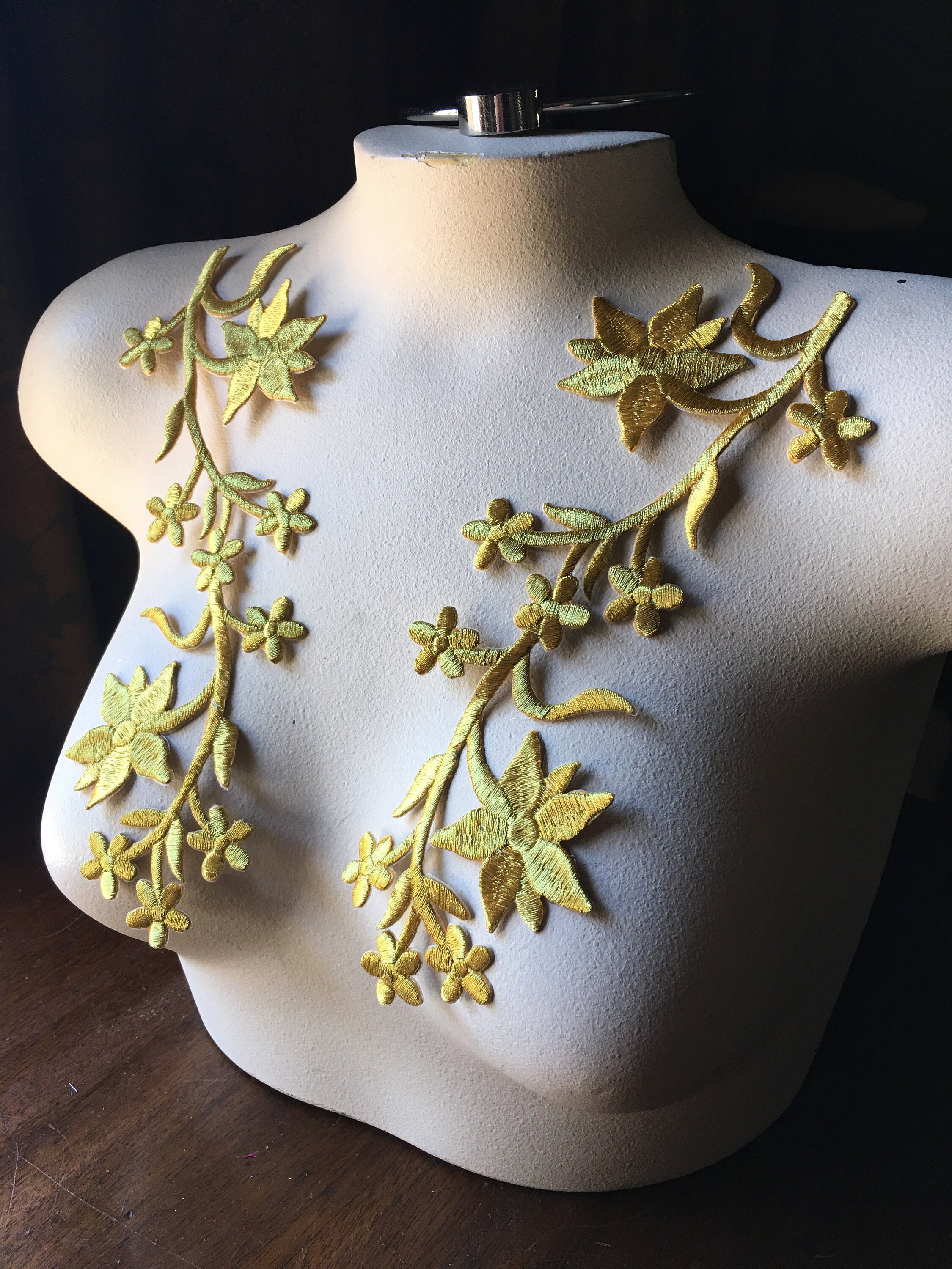 GOLD Flower Vine Applique PAIR Iron On for Lyrical Costumes | Etsy