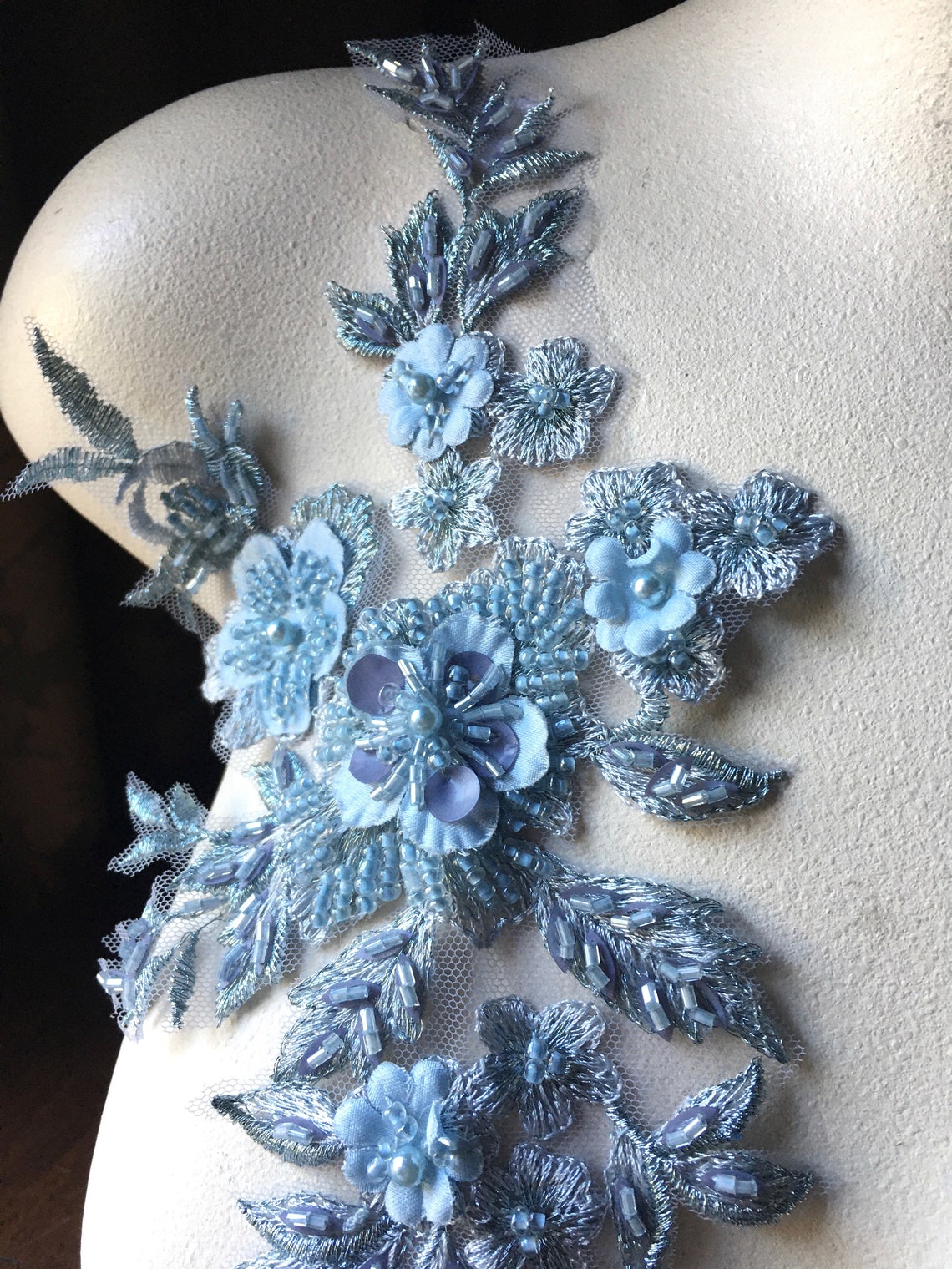 ICE Blue 3D Applique PAIR Beaded and Embroidered for Lyrical - Etsy