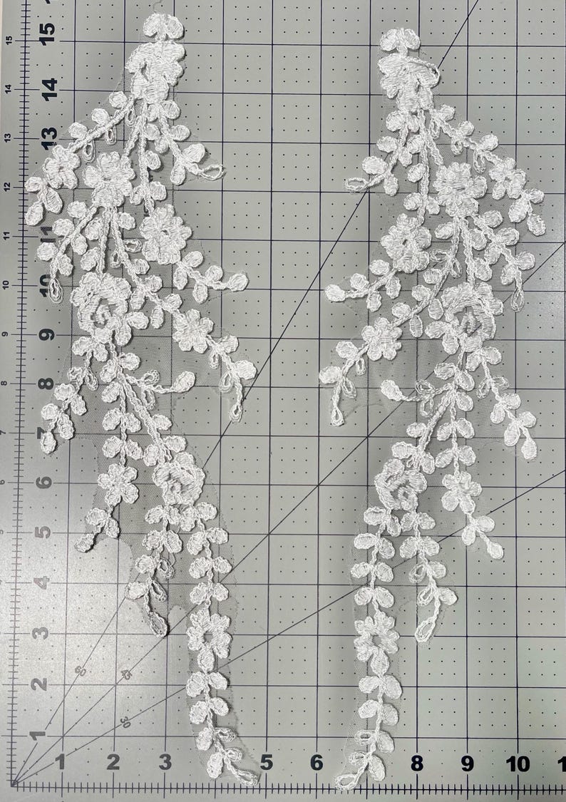 Black Leaf Vine Lace Applique Pair: Embroidered Costume Design PR 435 ...