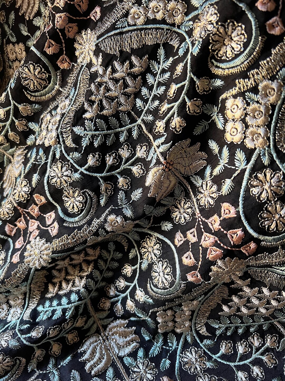 Black Embroidered Silk Fabric: Floral Sequined Fat Quarter FQ29 - Etsy