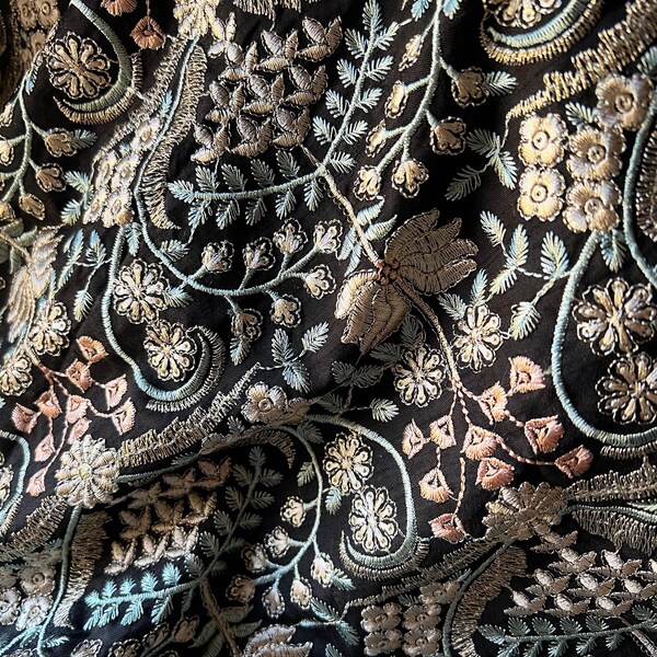 Embroidered Silk Fabric - Etsy