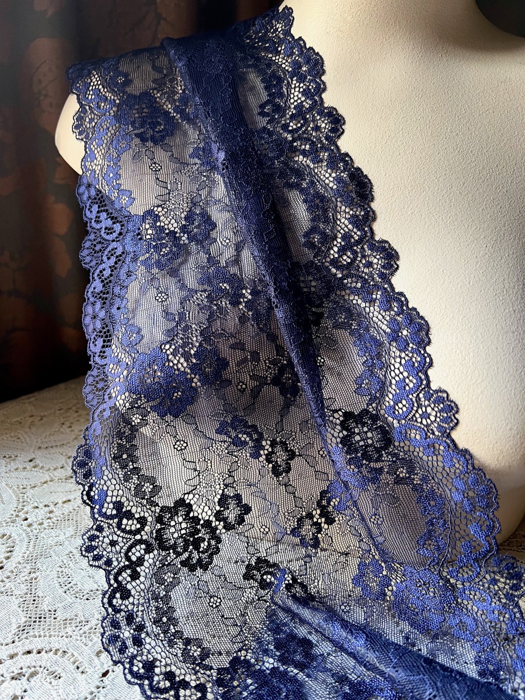 SAPPHIRE ROYAL Blue 2 Stretch Lace French Style Inspired for Lingerie ...