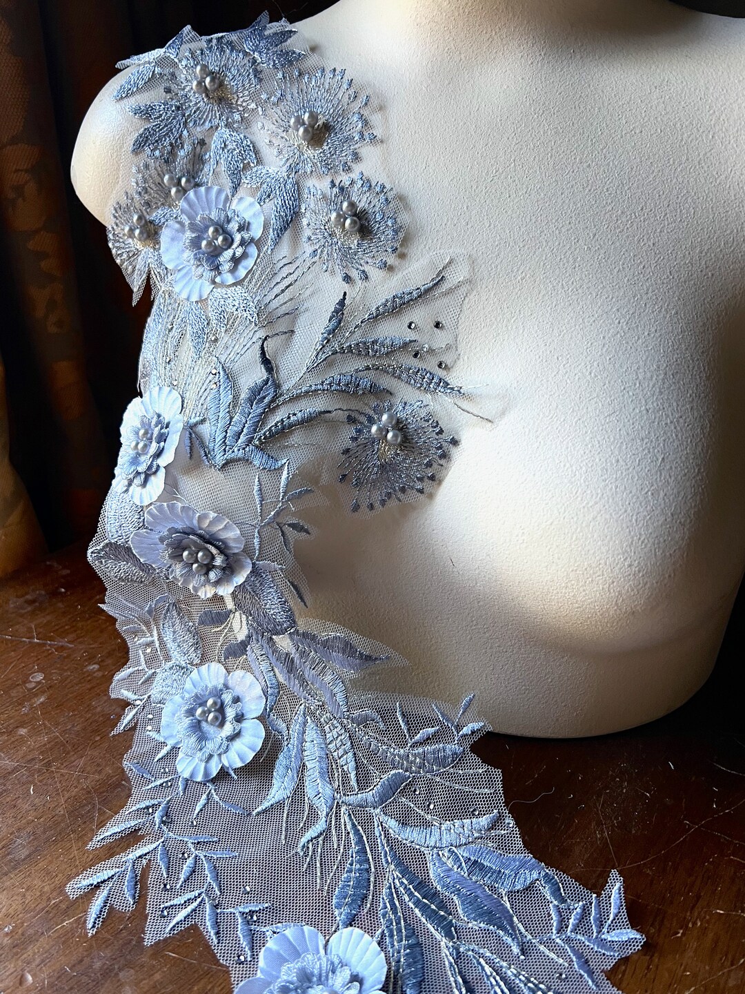 LONG GREY 3D Applique Beaded and Embroidered for Lyrical Dance, Ballet ...