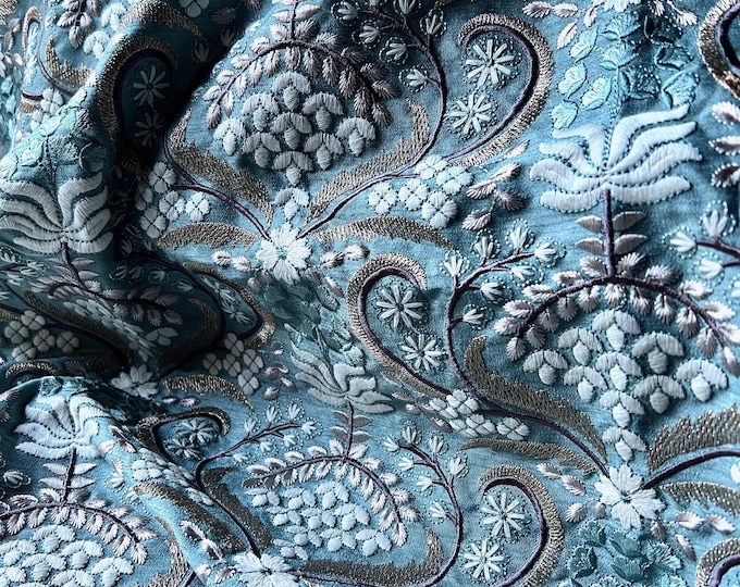 FAT Quarter Silk Embroidered Fabric for Regency Reticules, Victorian ...