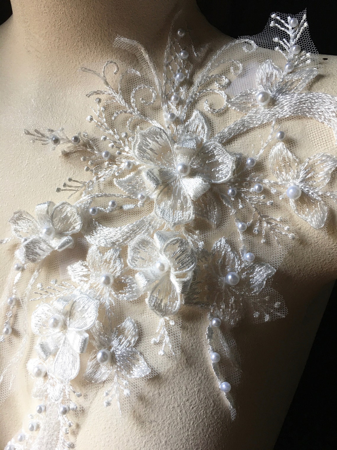 WHITE 3D Applique , Beaded, Embroidered for Lyrical Dance, Ballet ...