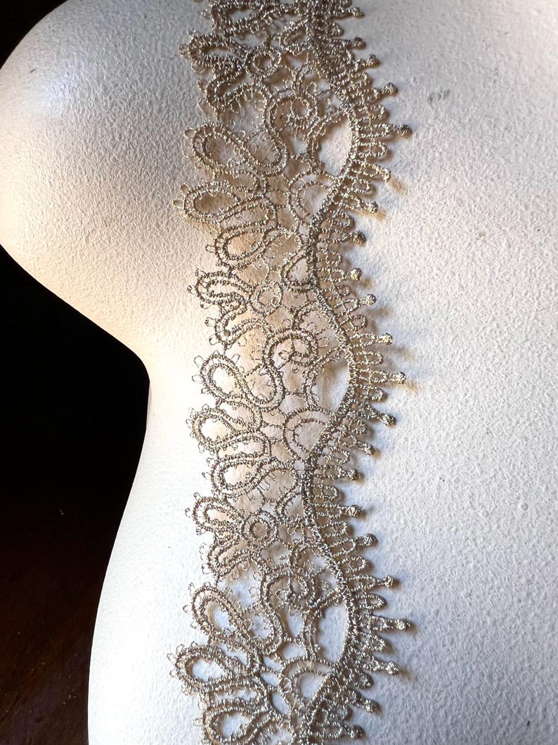 Antique Gold Metallic Venise Lace Trim: 18th Century Costume, Bridal GL ...
