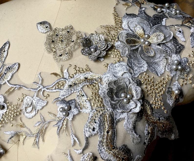 SILVER & GOLD 3D Applique Beaded and Embroidered for Lyrical - Etsy