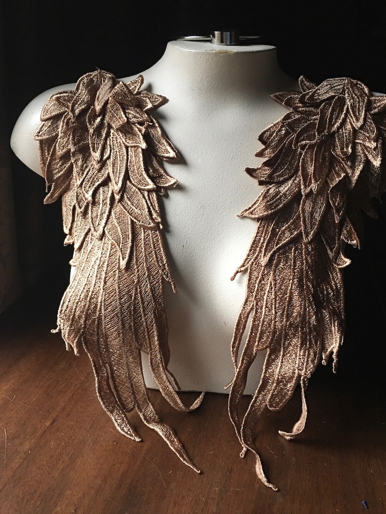 GOLD 3D Lace Applique WINGS Pair for Angels, Swan Lake, Epaulettes ...