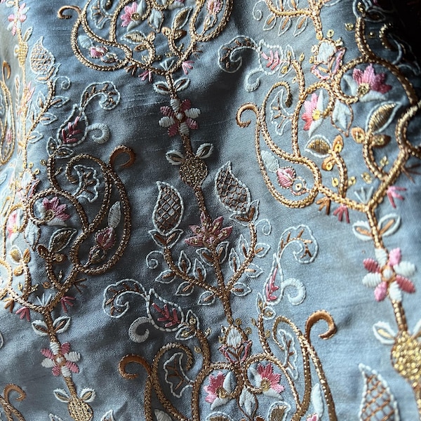 Embroidered Silk Fabric - Etsy