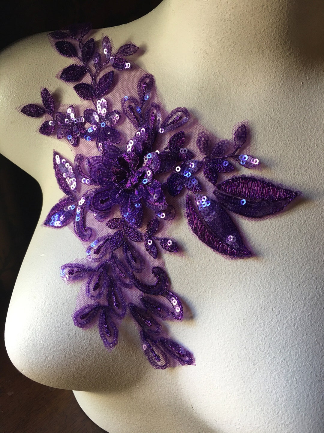 PURPLE 3D Applique Sequined for Lyrical Dance, Ballet, Couture Gowns ...